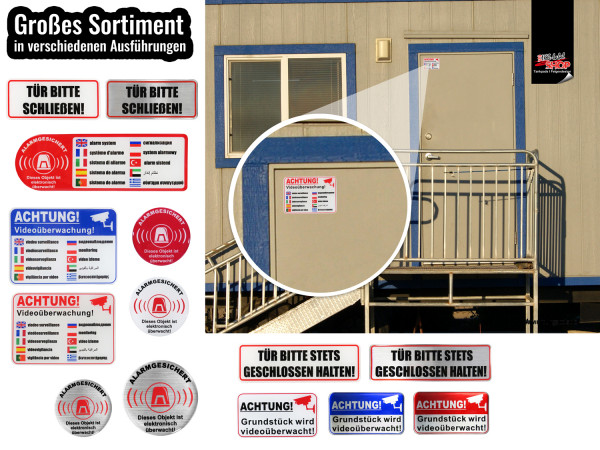 3D Aufkleber Alu Optik Alarmgesichert Objekt wird überwacht | Hinweis-Schilder | Shop | FINE-Label