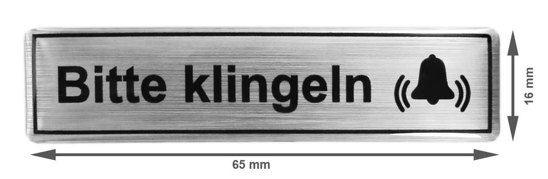 3D Aufkleber Alu Optik Hinweisschild Bitte Klingeln Türschild 65 x 16 ...
