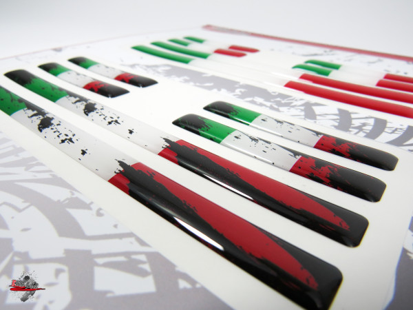 BIKE-label Italien 3D Aufkleber Flaggen 12 Stück Sticker Auto Kfz ...